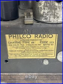 Vintage Philco Model 89 Super Heterodyne Tube Radio As Is For Parts JK ...