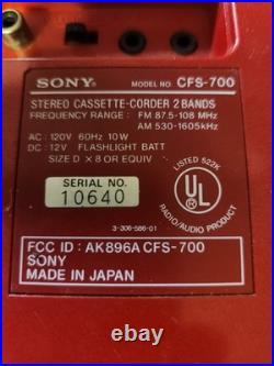 Vintage Sony Red Boombox Stereo Cassette FM AM Radio CFS-700 Parts Only ...